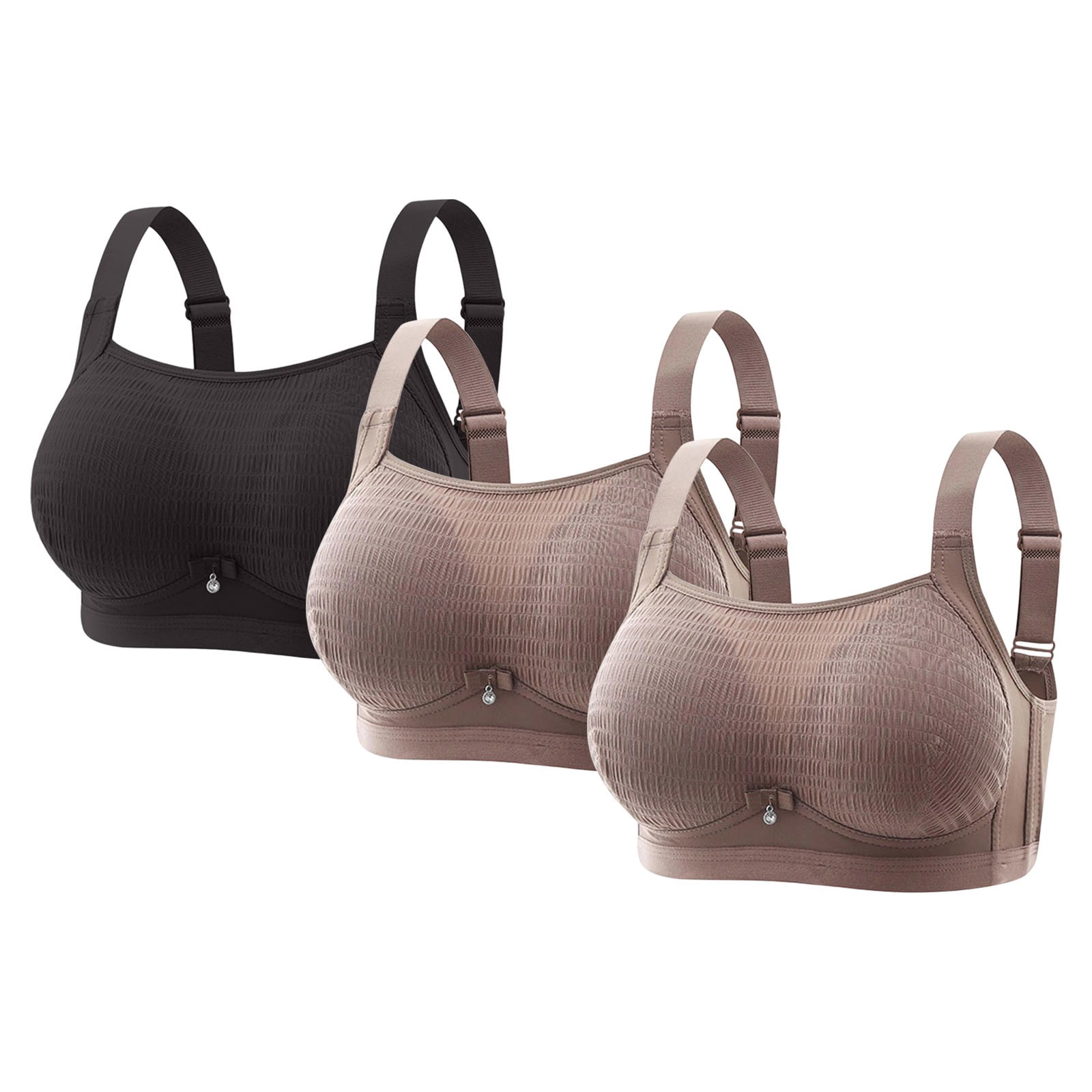 3PC Plus Size Underwear Wirefree Sports Bra High Impact Running Bra for ...