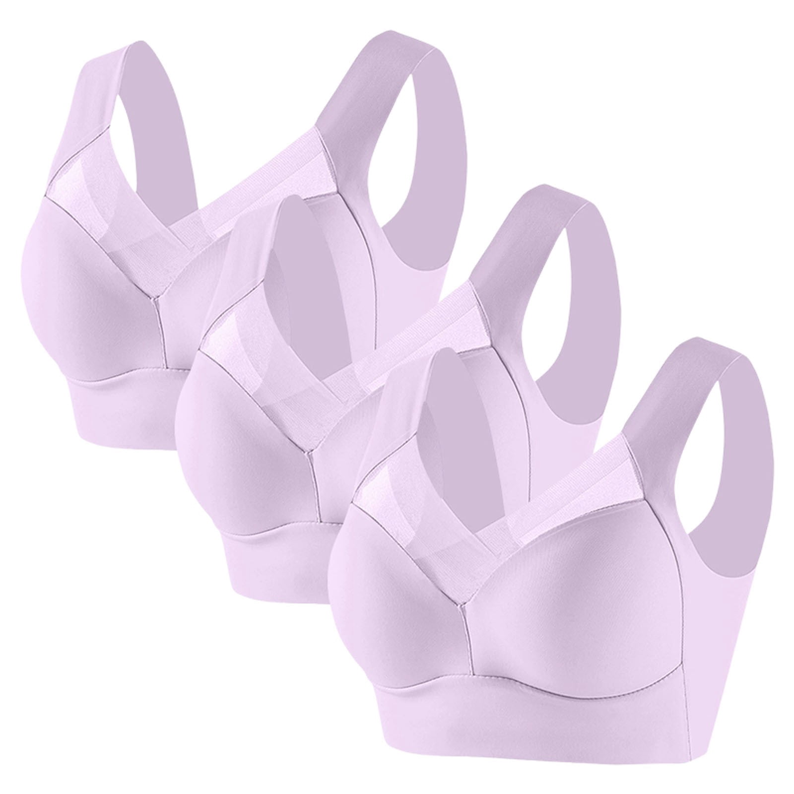 (3PC)Purple Tweang Cotton Bras for Women Sticky Bra Pads Strapless Bra ...