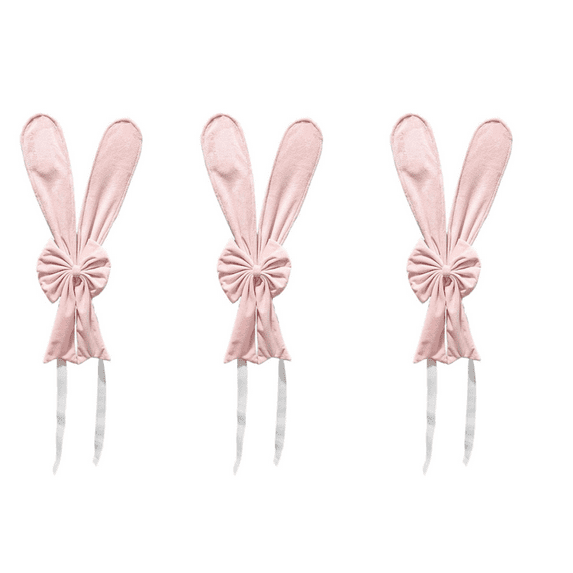 3PC Rabbit Ears Chair Sashes Set Cute Pink Easter Bunny Chair Back ...