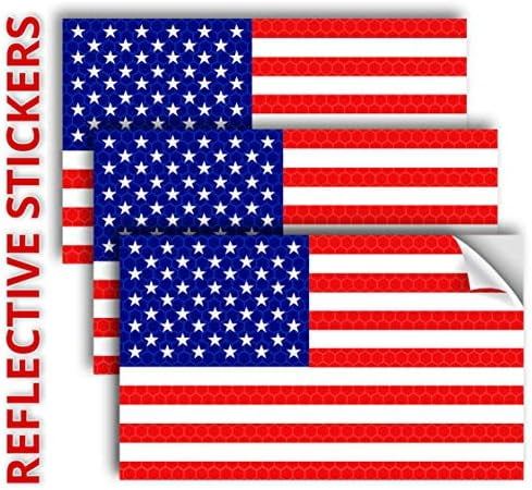 3PC Reflective Flag Sticker - 5x3 Inches - Flag Decal Stickers for Car ...