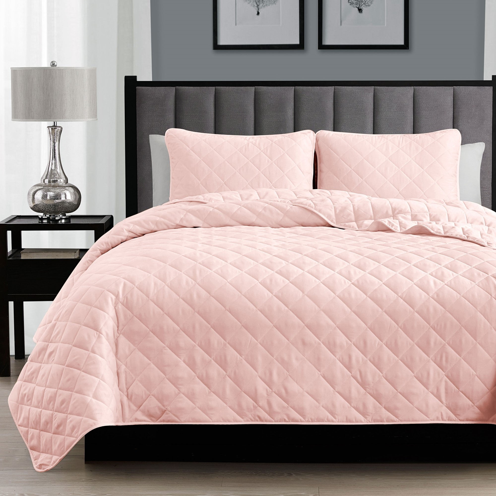 3PC Rose Blush King/Cal King (108" x 98") Oversized Quilt Coverlet ...