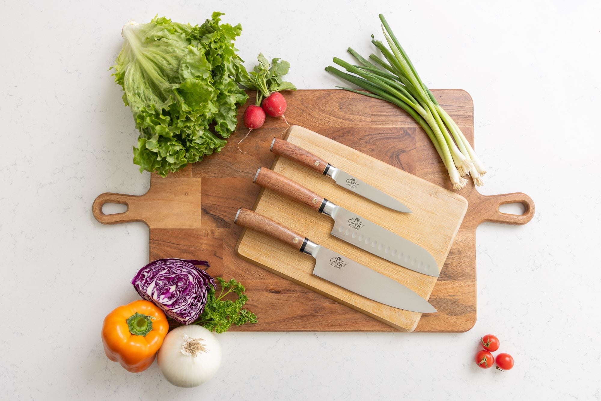 3PC SET GINSU KATANA TRADITIONS COLLECTION (8" CHEF, 7" SANTOKU, 5 ...