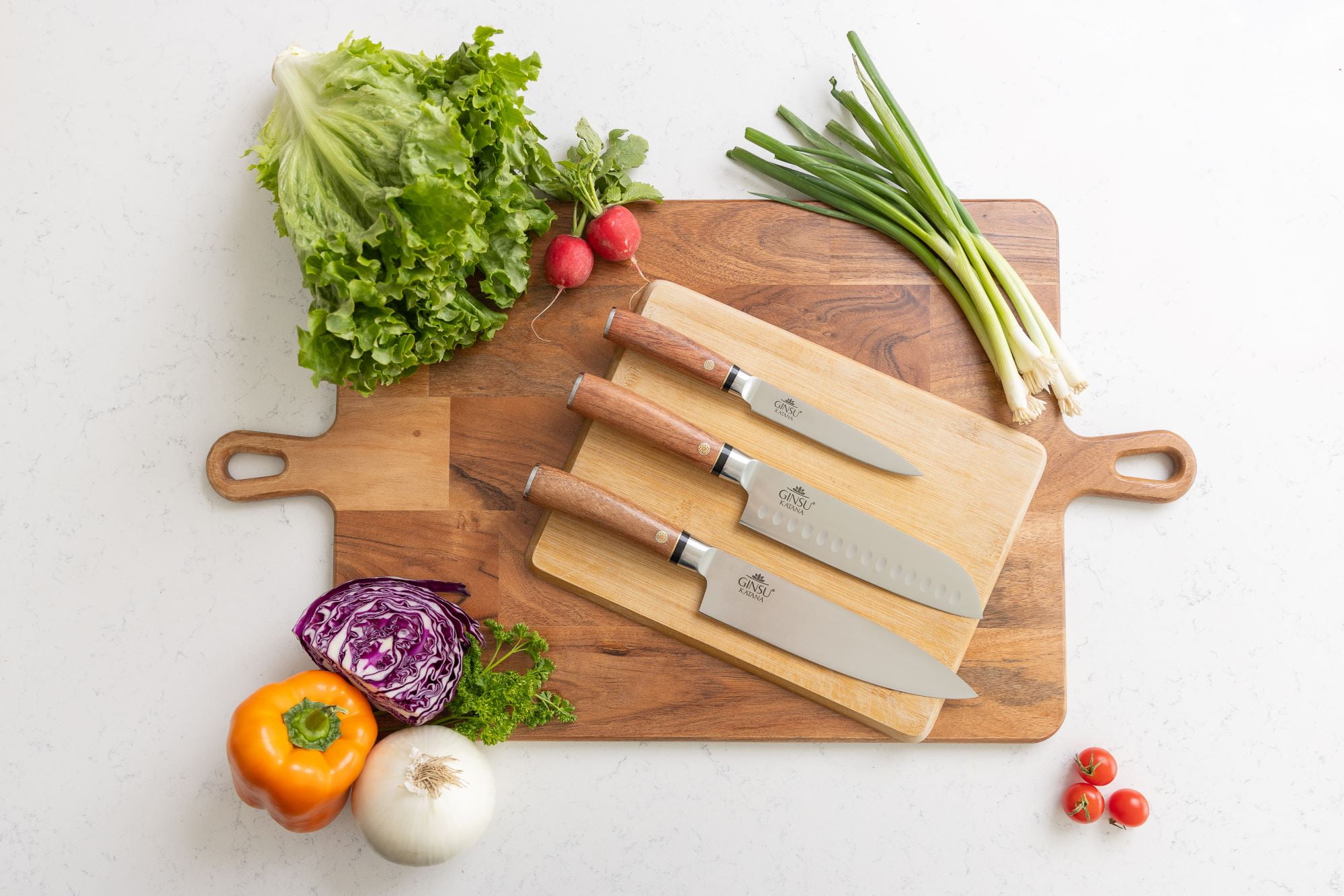 3PC SET GINSU KATANA TRADITIONS COLLECTION (8" CHEF, 7" SANTOKU, 5 ...