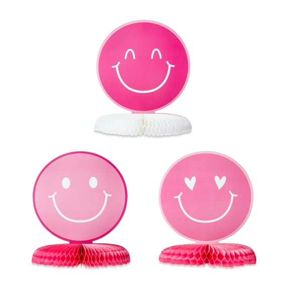 Way To Celebrate Pink Smiley Face Honeycomb Table Centerpiece ...