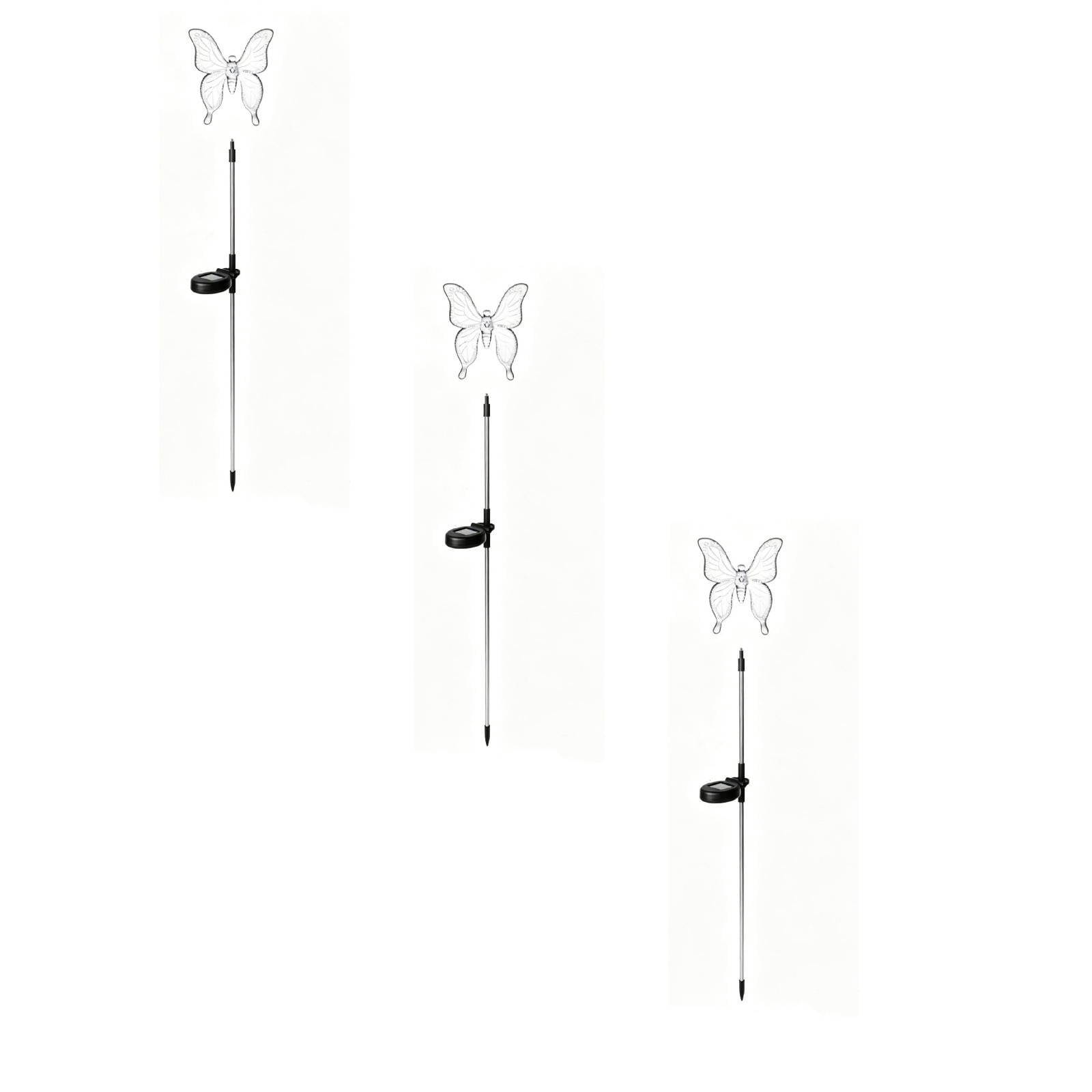3PC Solar Garden Stake Lights Hummingbird Butterfly and Dragonfly Multi ...