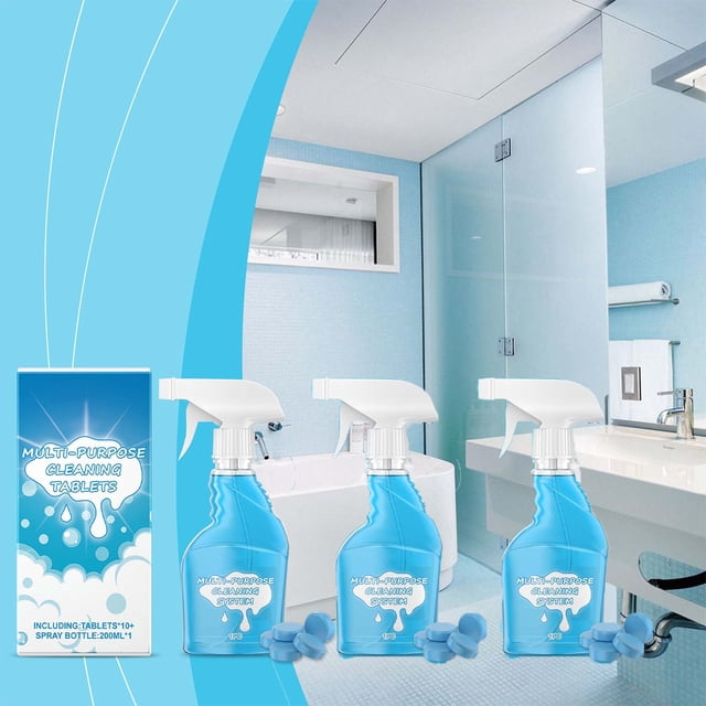 3PC Splash Spray All Purpose Cleaner - 5x Cleaning Tablets and Bottle ...