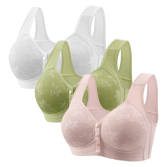 3PC Sports Bra, Post Surgery Full Coverage Bra Wirefree Soft ...