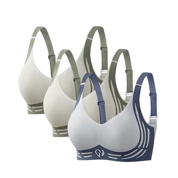 3PC Sports Bra, Post Surgery Full Coverage Bra Wirefree Soft ...