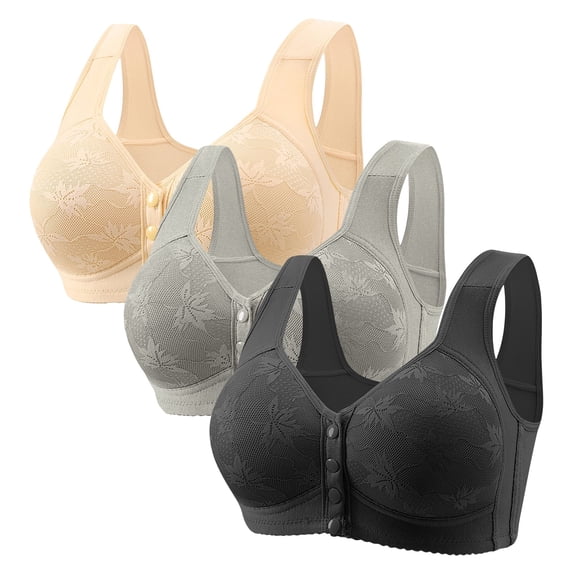 3PC Sports Bra, Wirefree Front Closure Deep V Bra Plunge V Neck Low Cut ...