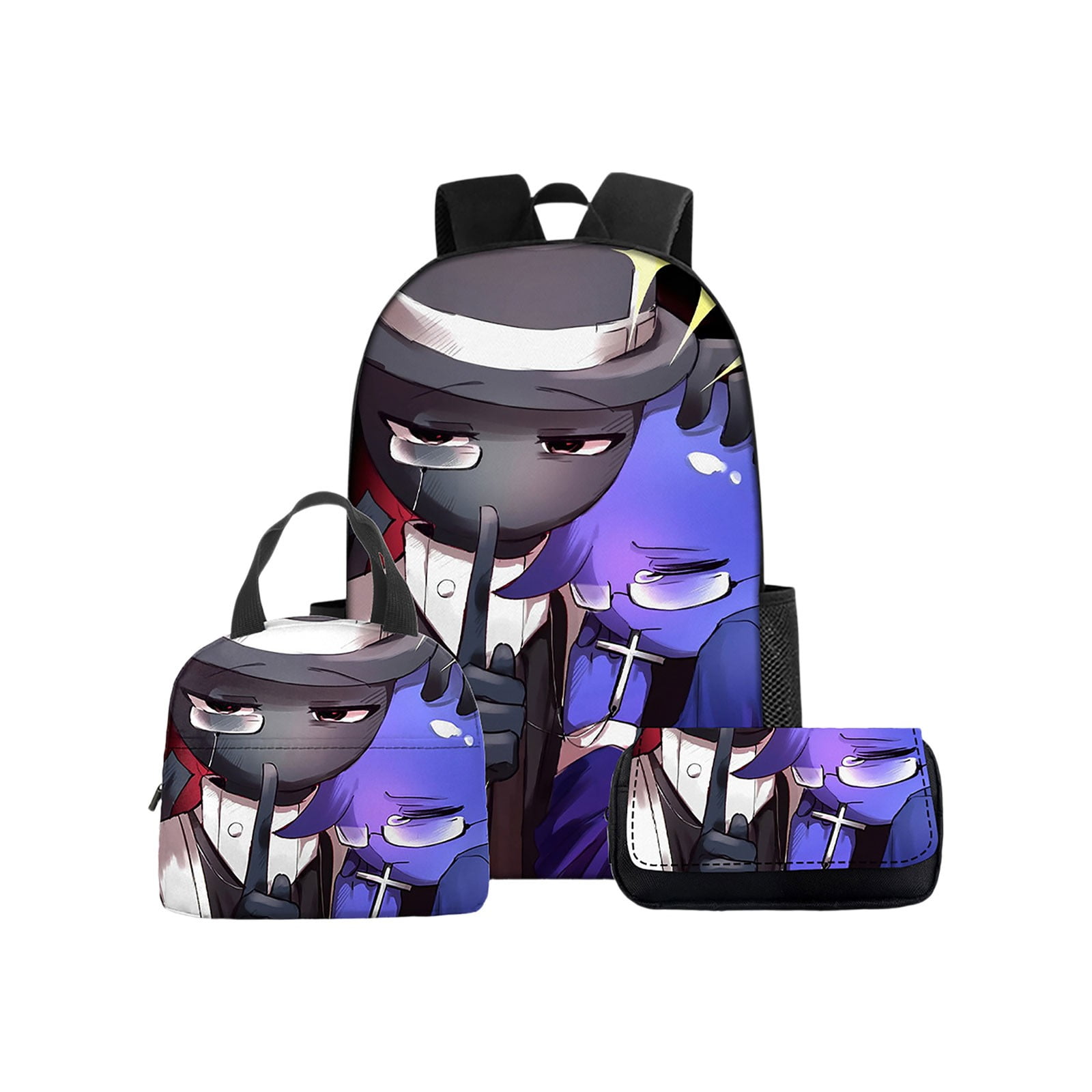 3PC Sprunki Plush Backpack for Students - Cute Cartoon Printed Backpack ...