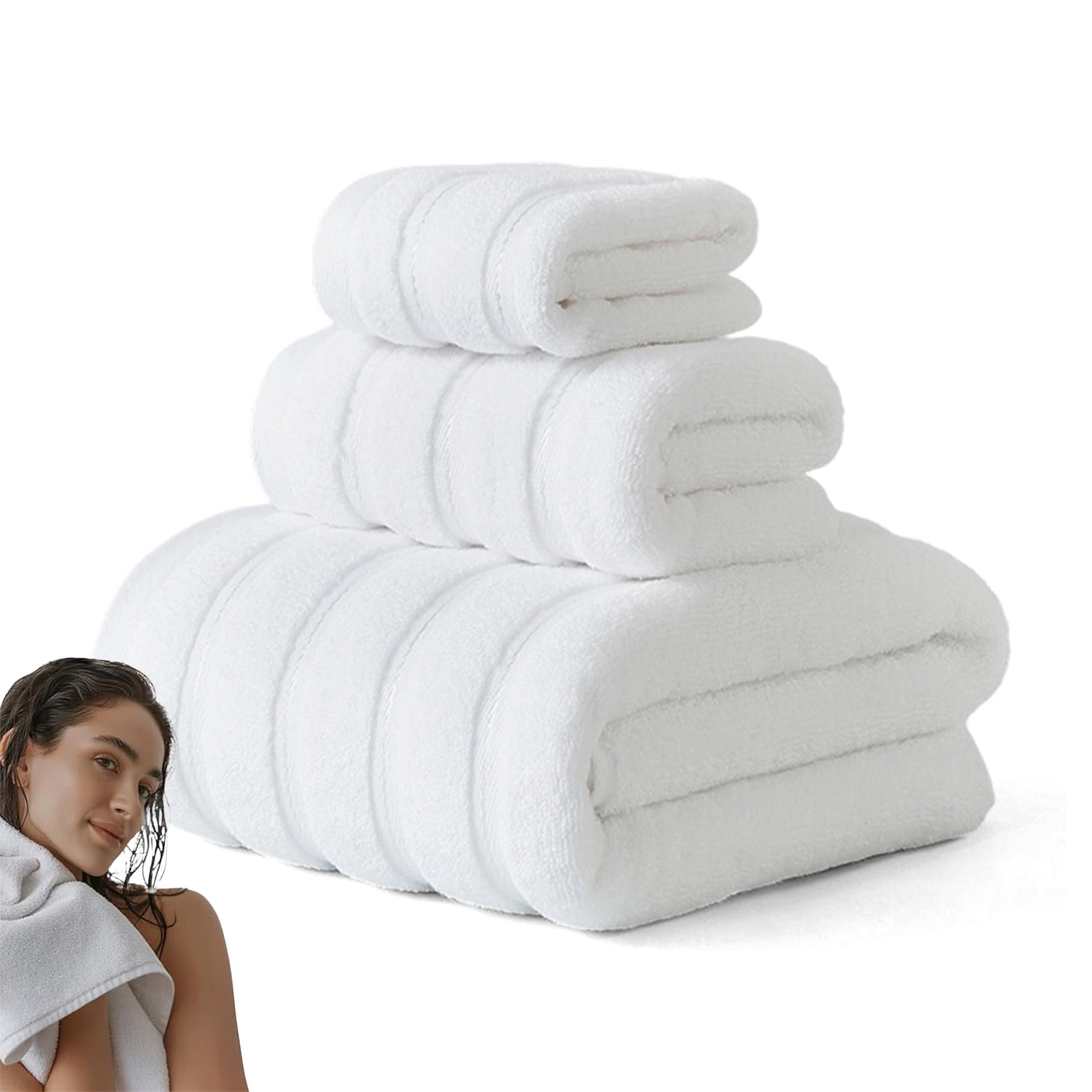 3PC Superfine Fiber Bath Towels - Absorbent, Soft & Comfortable ...