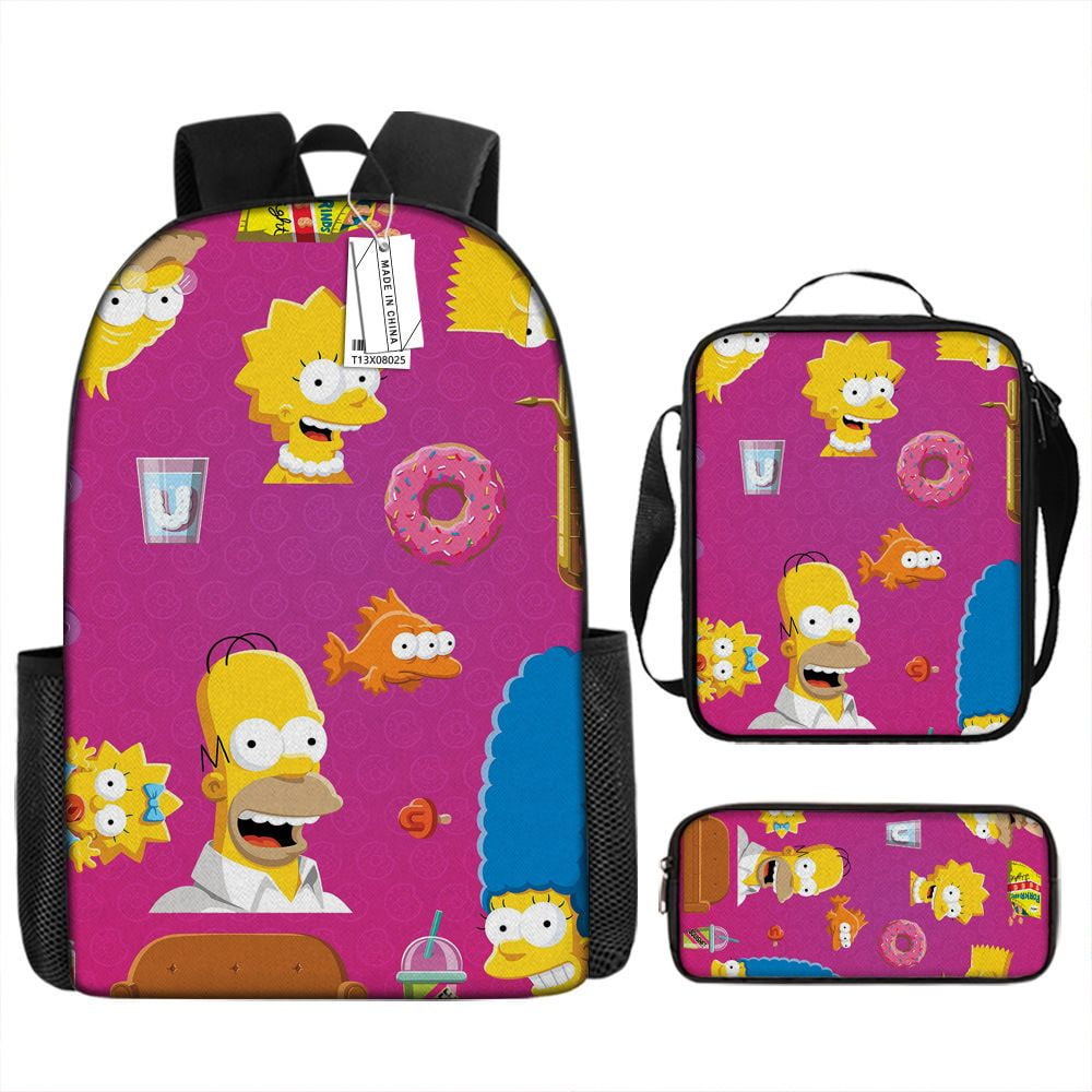 3PC THE SIMPSONS Backpack Large Capacity for Men and Women Commuter ...