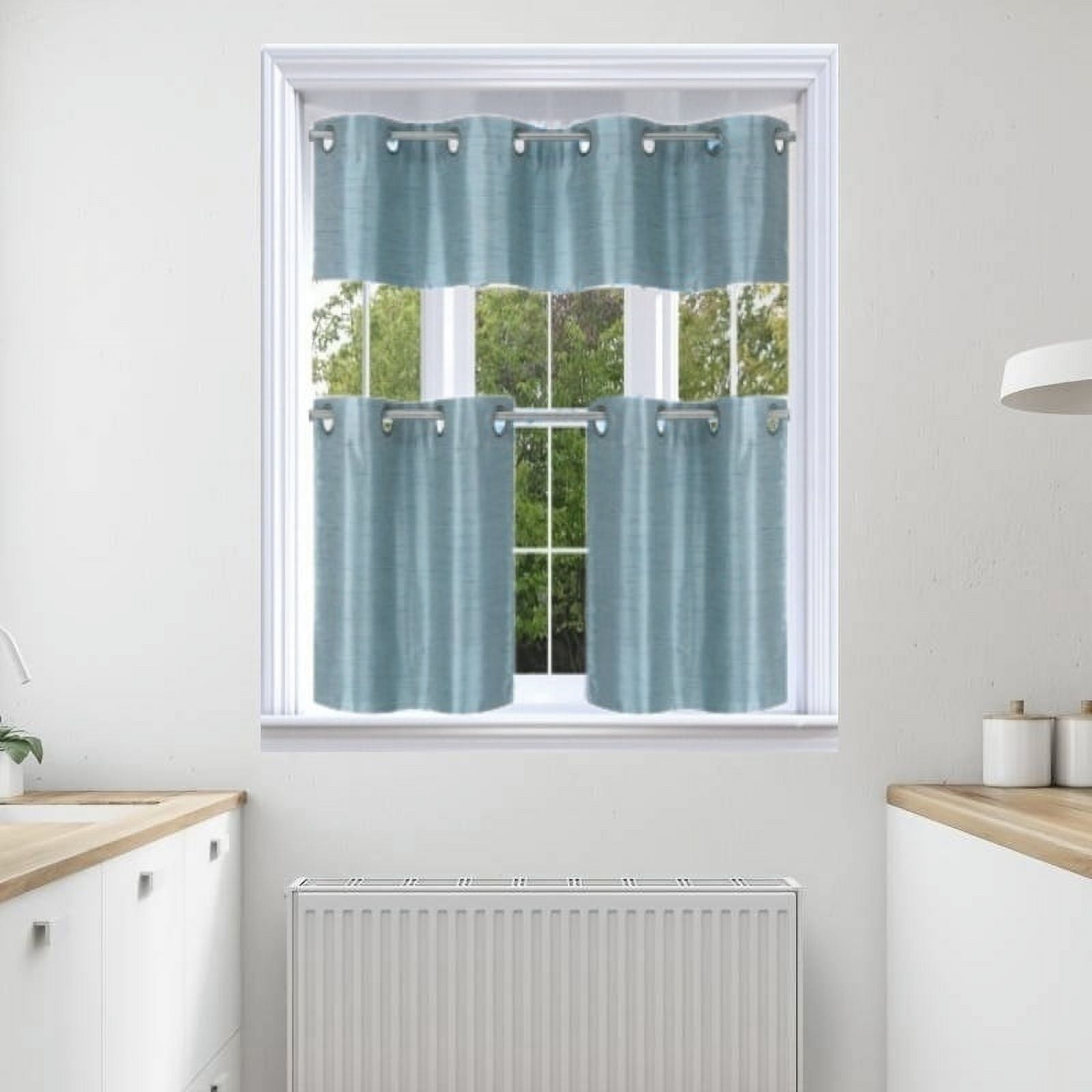 3PC SET SMALL KITCHEN BRONZE GROMMET WINDOW LINED CURTAIN 2 TIERS 28 ...