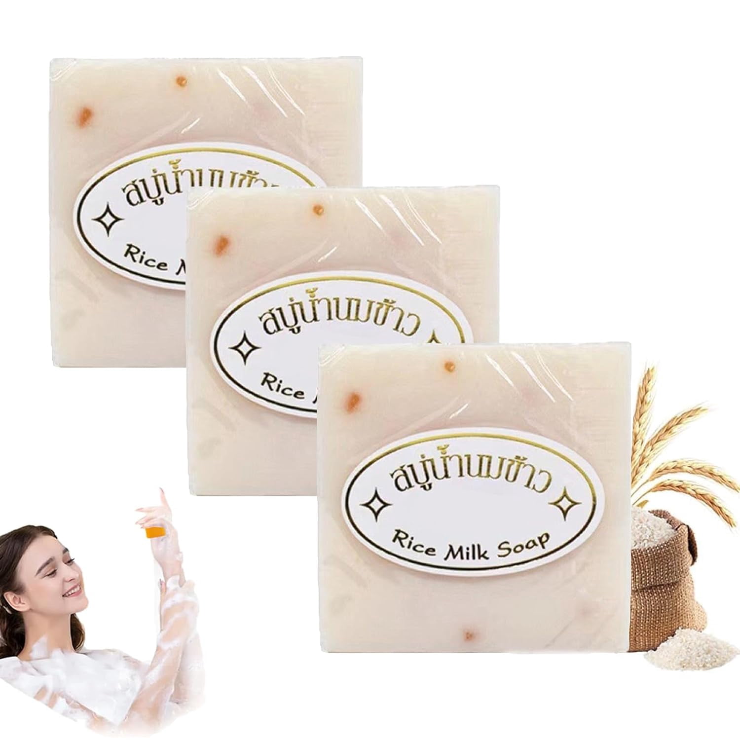 3PC Thai Rice Soap Clearance! Rice Milk Soap, Jabon Aclarante De Arroz ...