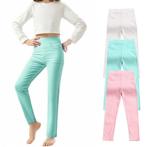 3PC Toddler Girls Pants Candy Solid Color Leggings Casual Tight Pants ...
