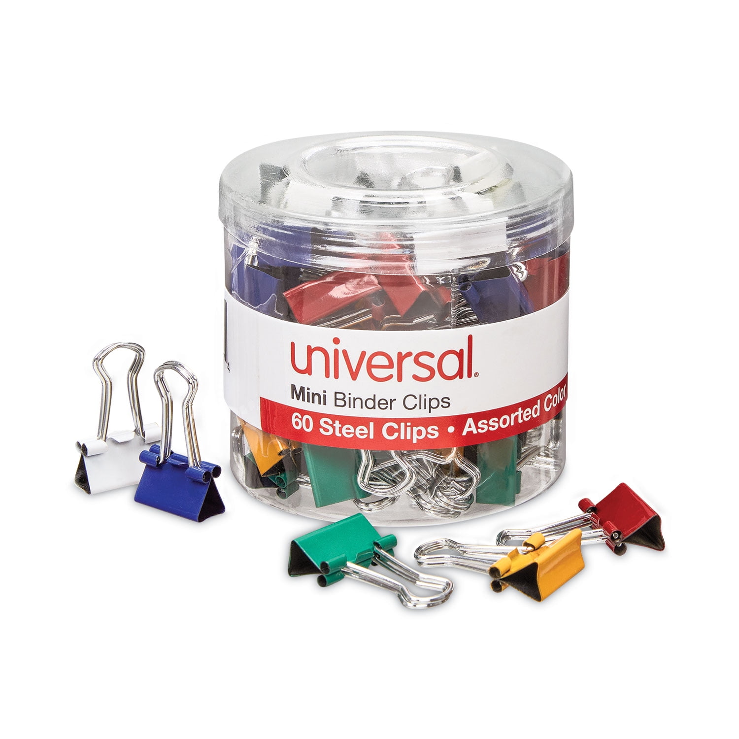 3PC Universal Binder Clips with Storage Tub, Mini, Assorted Colors, 60 ...
