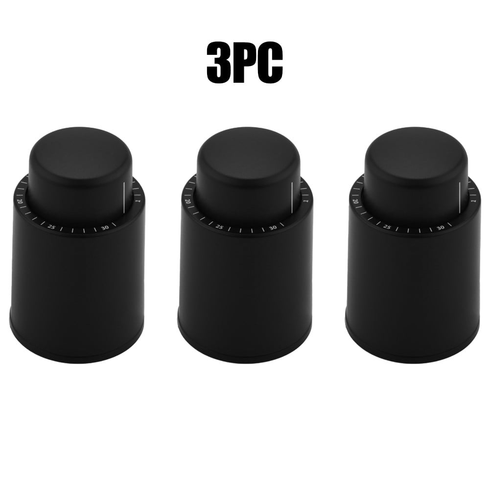 3Pc Wine Bottle Stoppers Vacuum Champagne Cork Saver Pump Reusable ...
