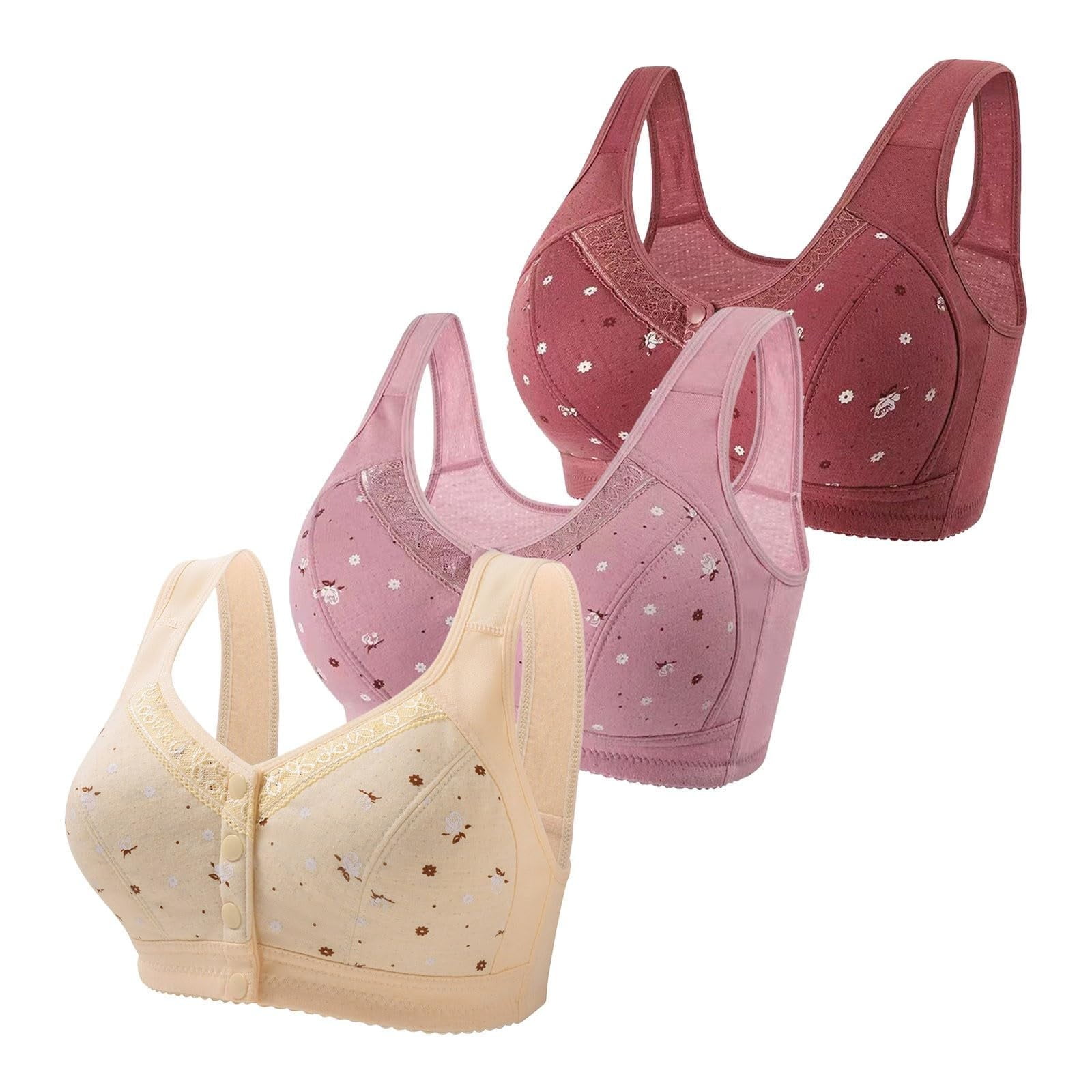 3PC Wireless Bra for Women, Soft Lightweight Plunge V Neck Low Cut Bra ...
