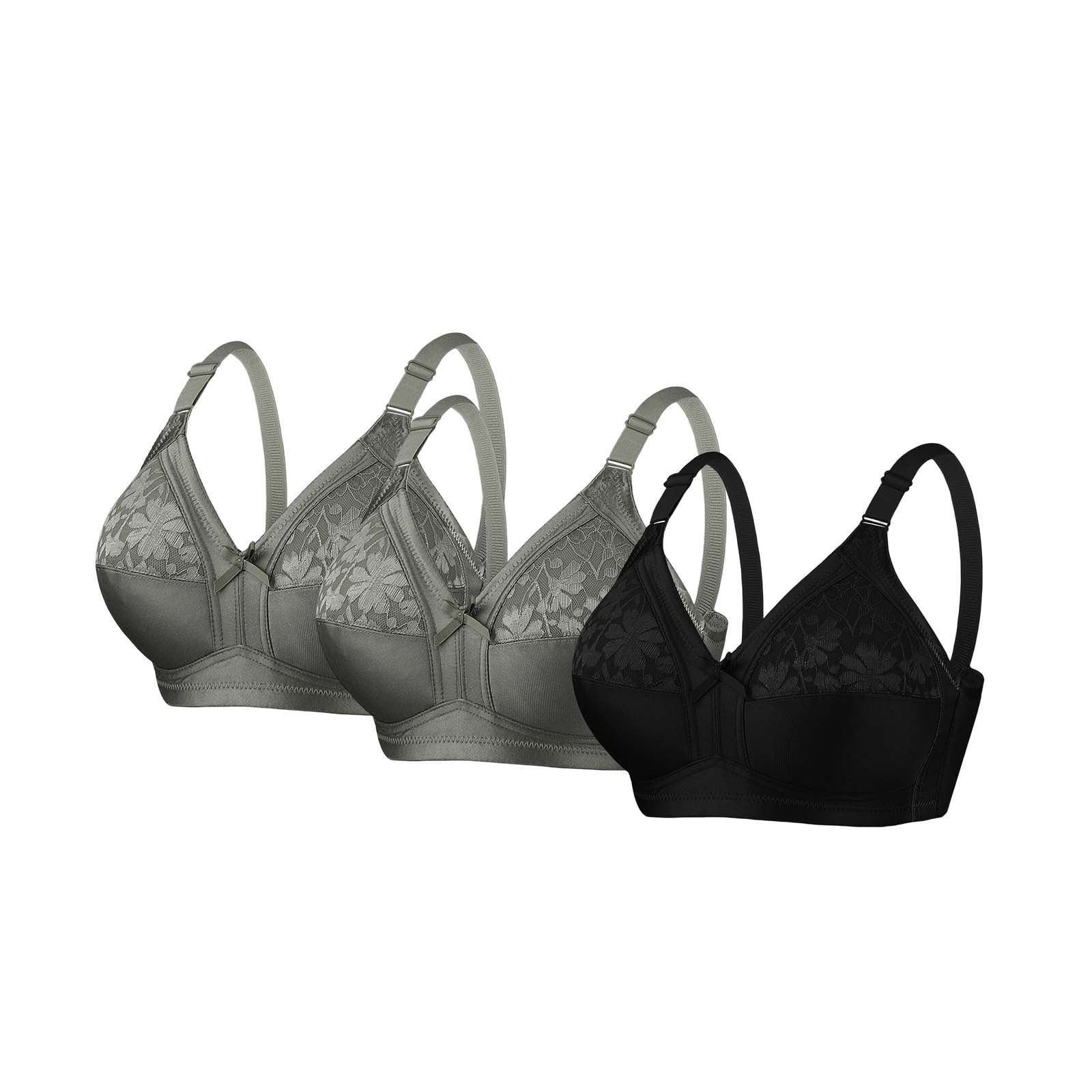 3PC Women Plus Size Bras Full Coverage Lace Casual No Underwire ...