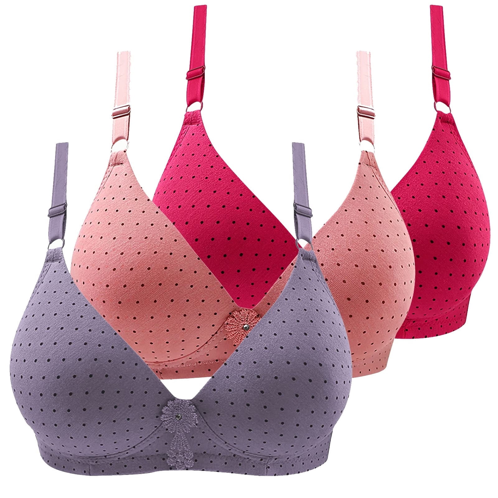 3PC Women Underwear Gathering Printed Thin Cup Comfortable Underwear ...