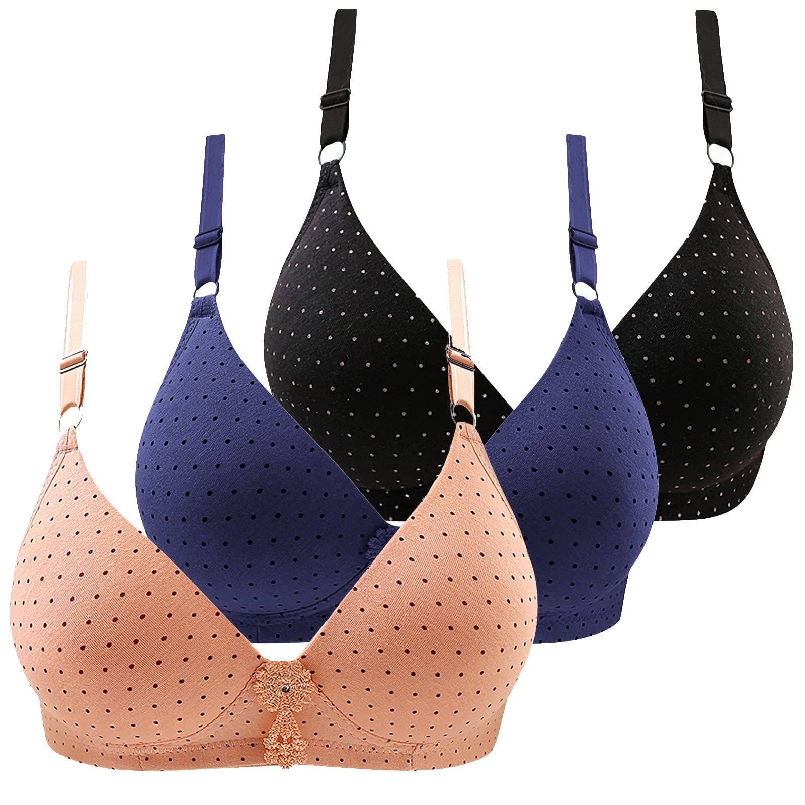 3PC Women Underwear Gathering Printed Thin Cup Comfortable Underwear ...