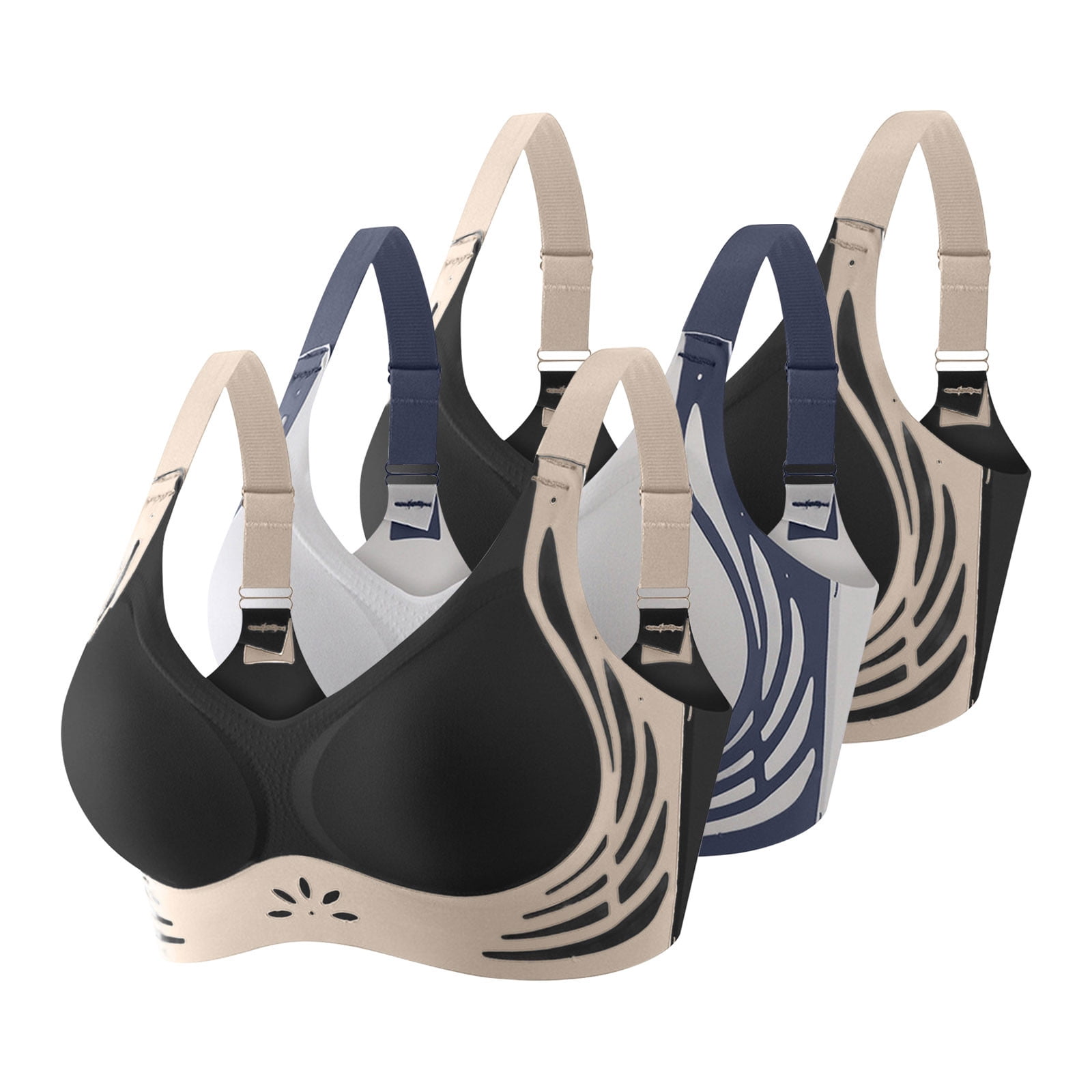 3PC Women Wireless Seamless Bras Breathable Casual Comfortable Support ...