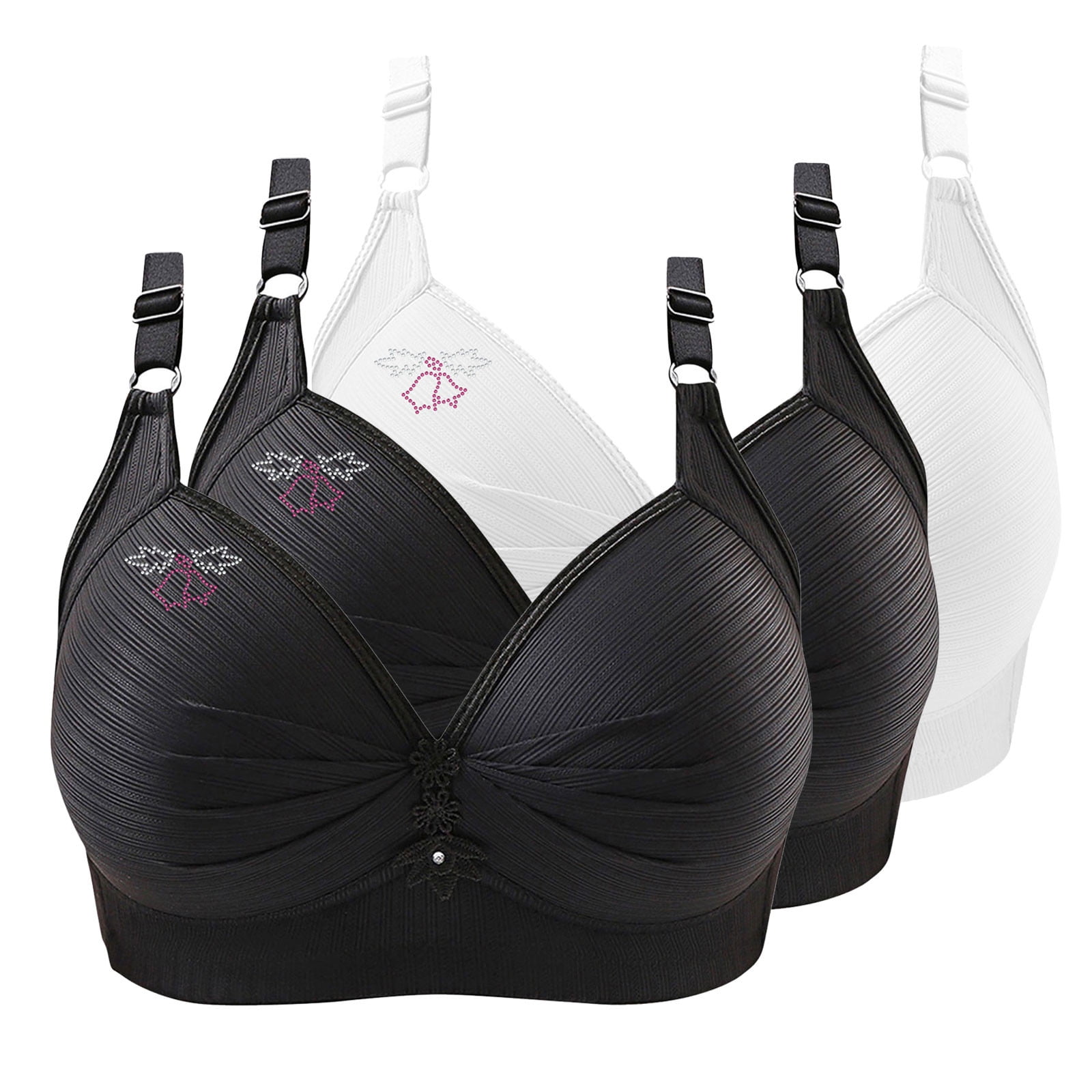 3PC Women's Large Daily Bra, Printing Gathered Underwear, No Rims ...