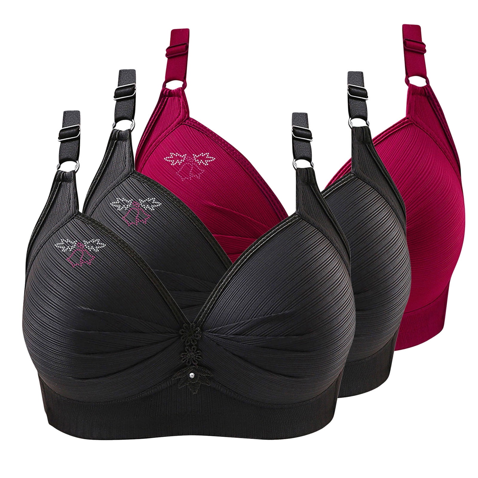 3PC Women's Large Daily Bra, Printing Gathered Underwear, No Rims ...