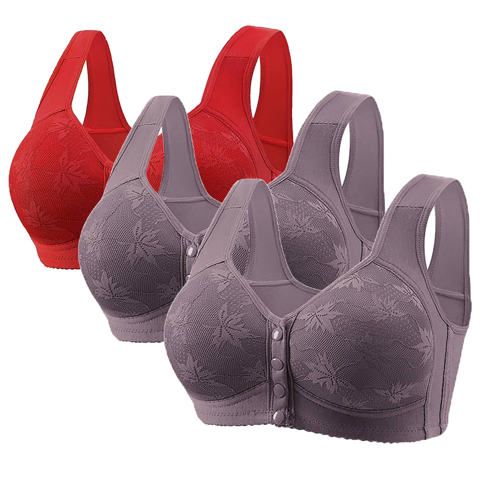 3PC Women's Seamless Backless Bra Three Buckles Adjustable Breasts Bras ...