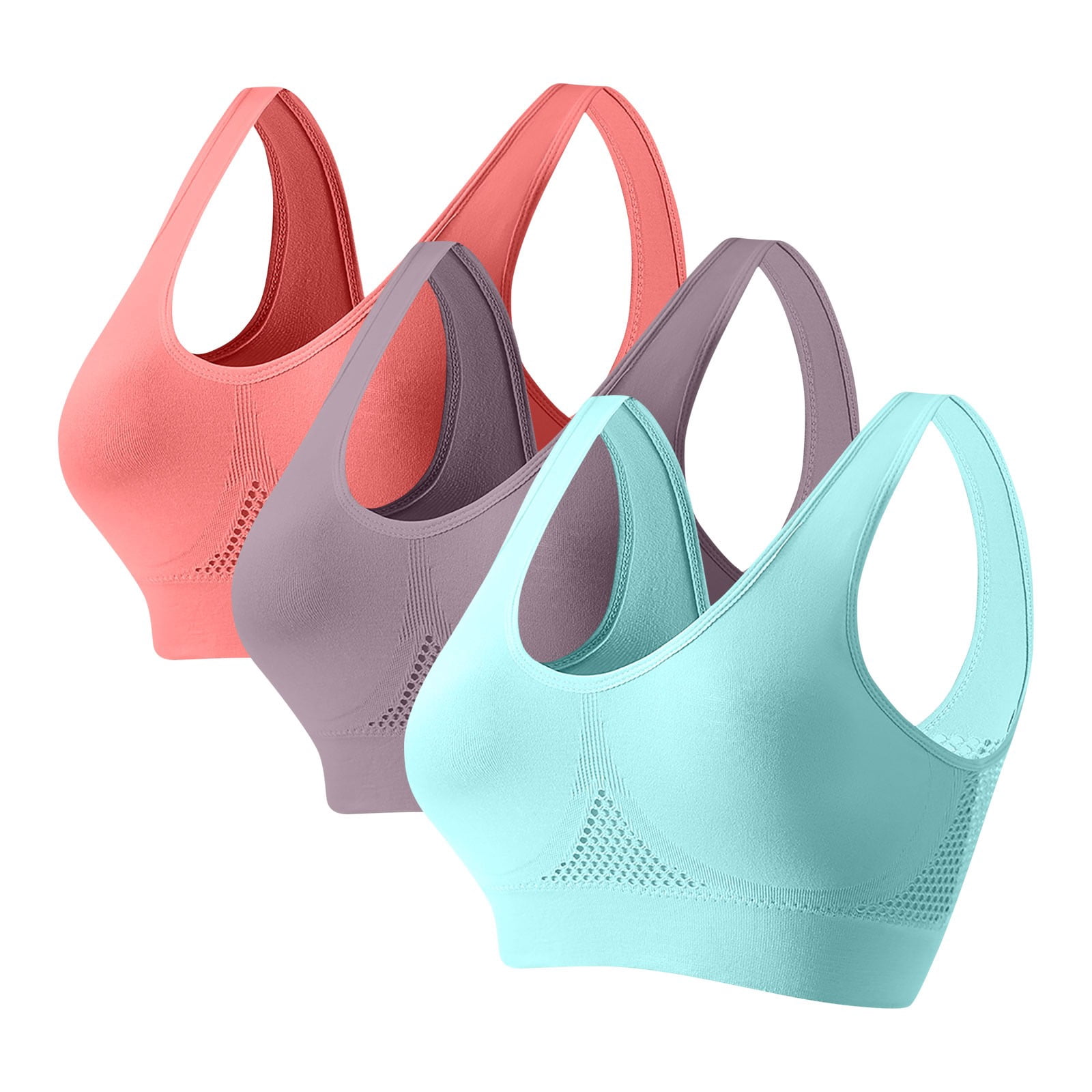 3PC Women's Sports Bras Wire Free Comfortable Underwear Seamless ...