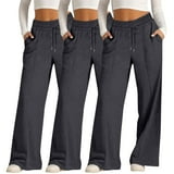3PC Women's Wide Leg Pants Set, High Waist Drawstring Trousers, Soft ...