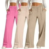 3PC Women's Wide Leg Pants Set, High Waist Drawstring Trousers, Soft ...