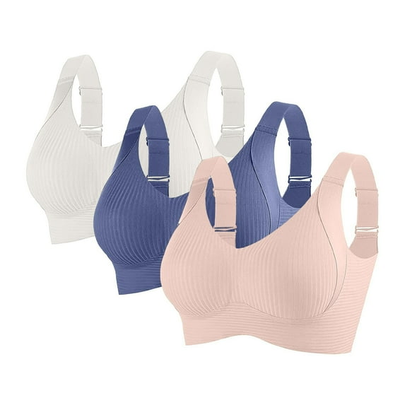 3PC Women's Wireless Push Up T-Shirt Bra, Supportive Soft Everyday ...