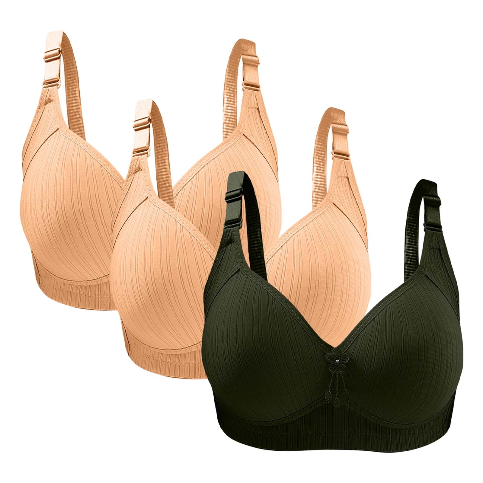 3PC Womens Bras Plus Size Push Up Breathable Full Coverage No Underwire ...