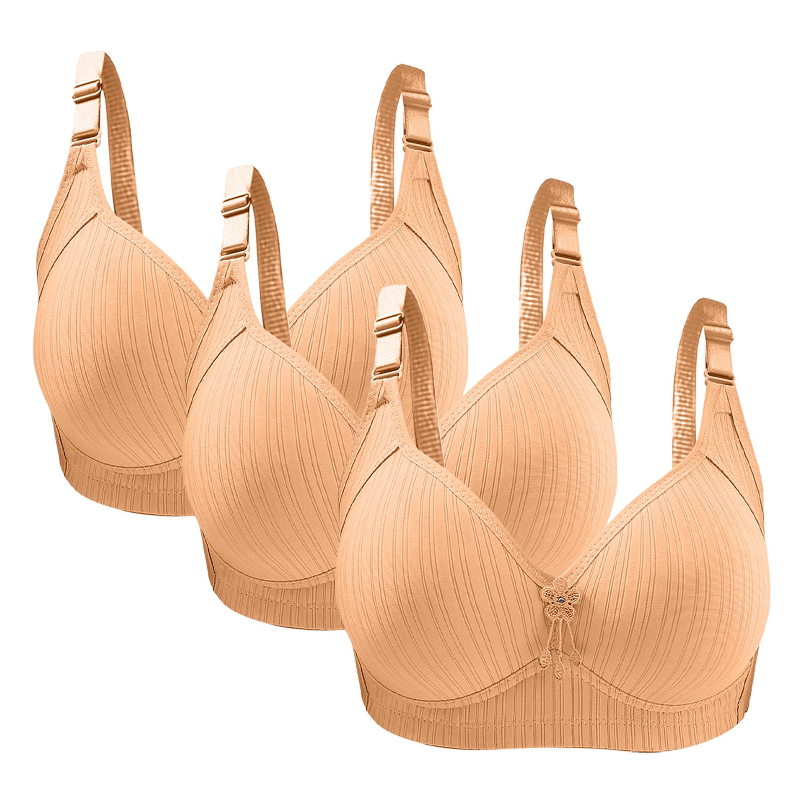 3PC Womens Bras Plus Size Push Up Breathable Full Coverage No Underwire ...