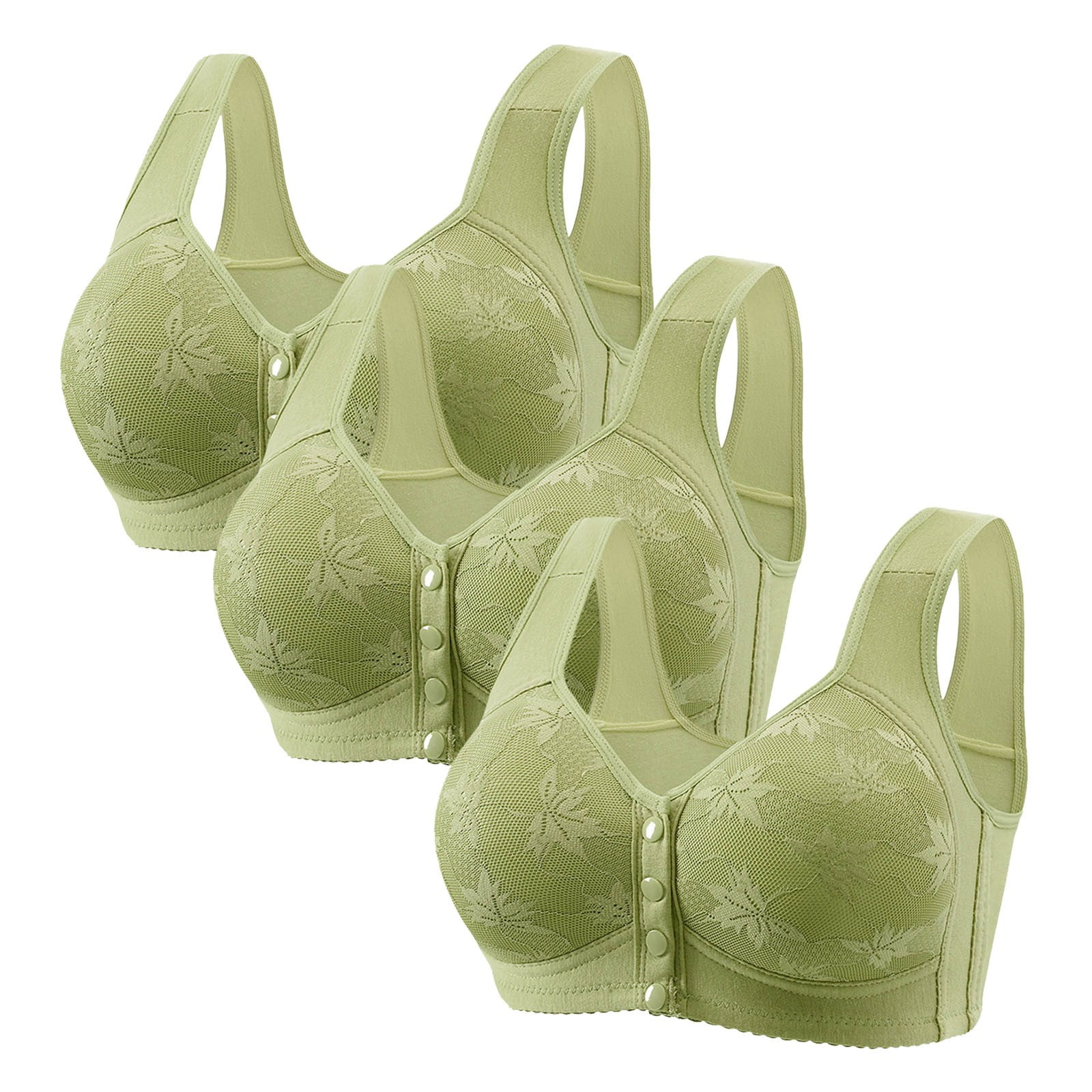 3PC Womens Lace Bras Ultra-Thin 's Front Side Lace Edge Without Steel ...