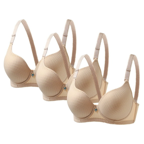 3PC Womens Underwire Bra Casual Back Smoothing Full Coverage Bras ...