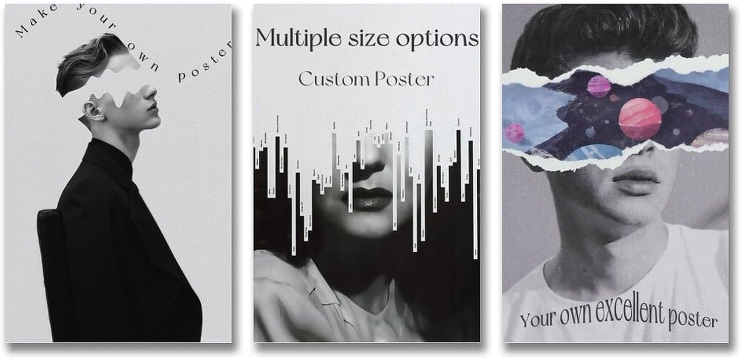 3PC custom canvas poster (frameless, multi-size selection): Upload your ...