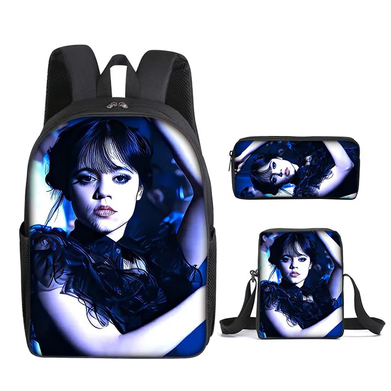 3PC/set Wednesday Addams Backpack Nevermore Academy Midle Cartoon Bag ...