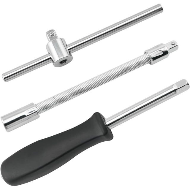 3PCS 1/4 Drive Handle Kit Swivel Sliding T Extension Bar Drive Swivel ... 3PCS 1/4 Drive Handle Kit Swivel Sliding T Extension Bar Drive Swivel ...