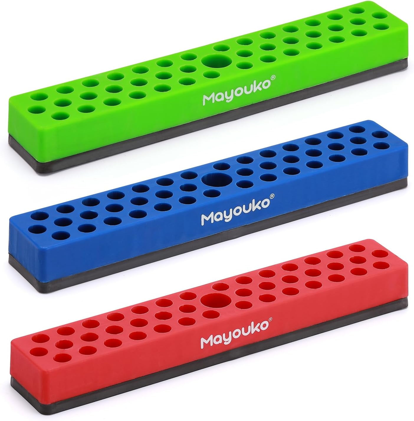 3PCS 1/4" Magnetic Hex Bit Holder Rack Organizer, 129 Holes, 1/4-Inch Drill Bit Holder, 3 Racks ...