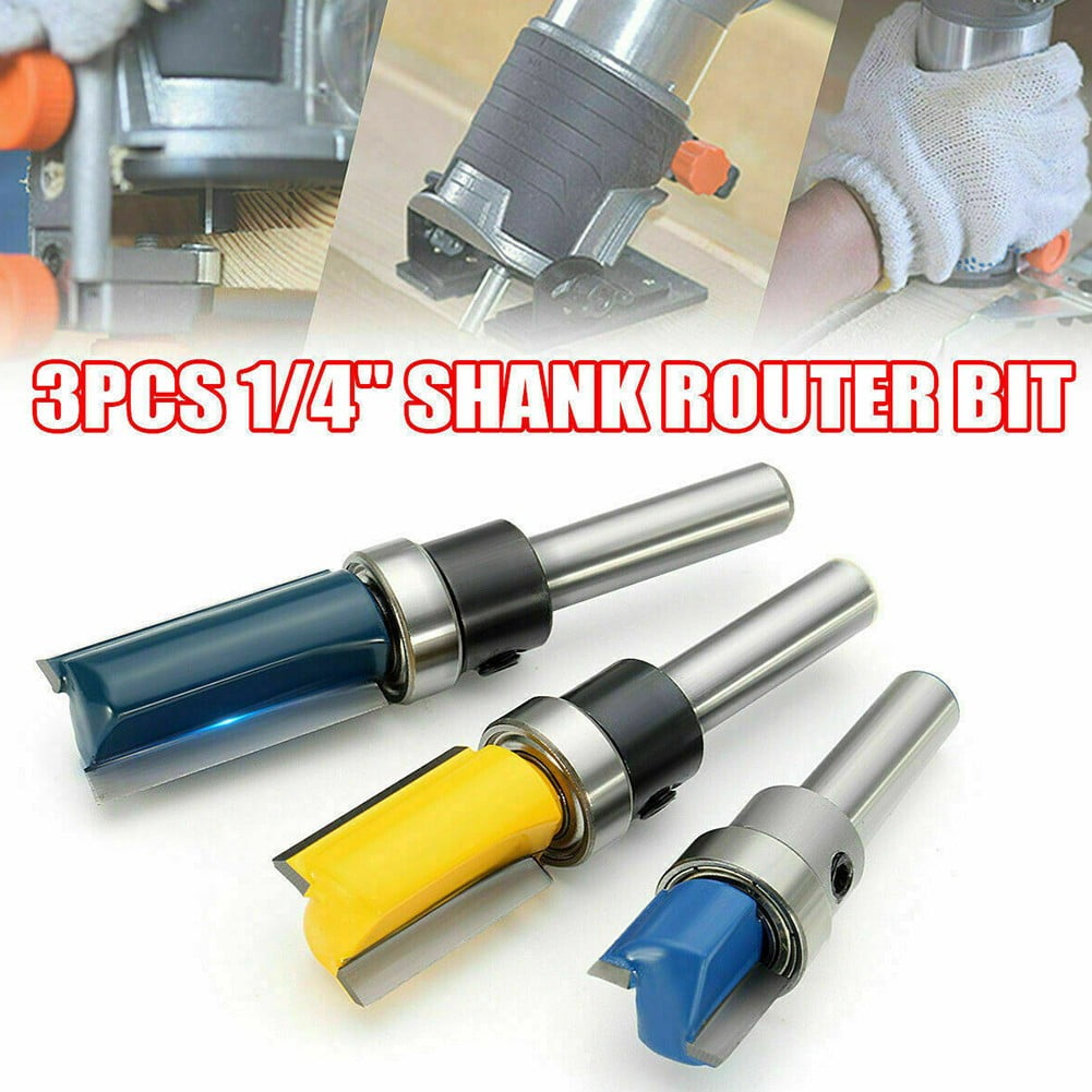 3PCS 1/4" Shank Cutting Straight Router Bit Flush Trim Woodwork Milling ...
