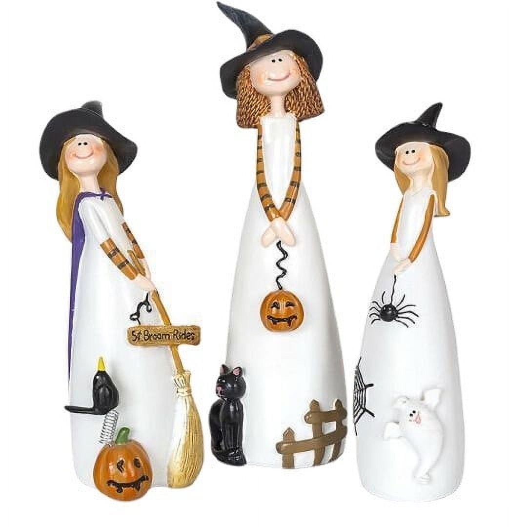3PCS(1 set),Halloween Witch Figurines, Witches Hats, Black Cat, Spider ...
