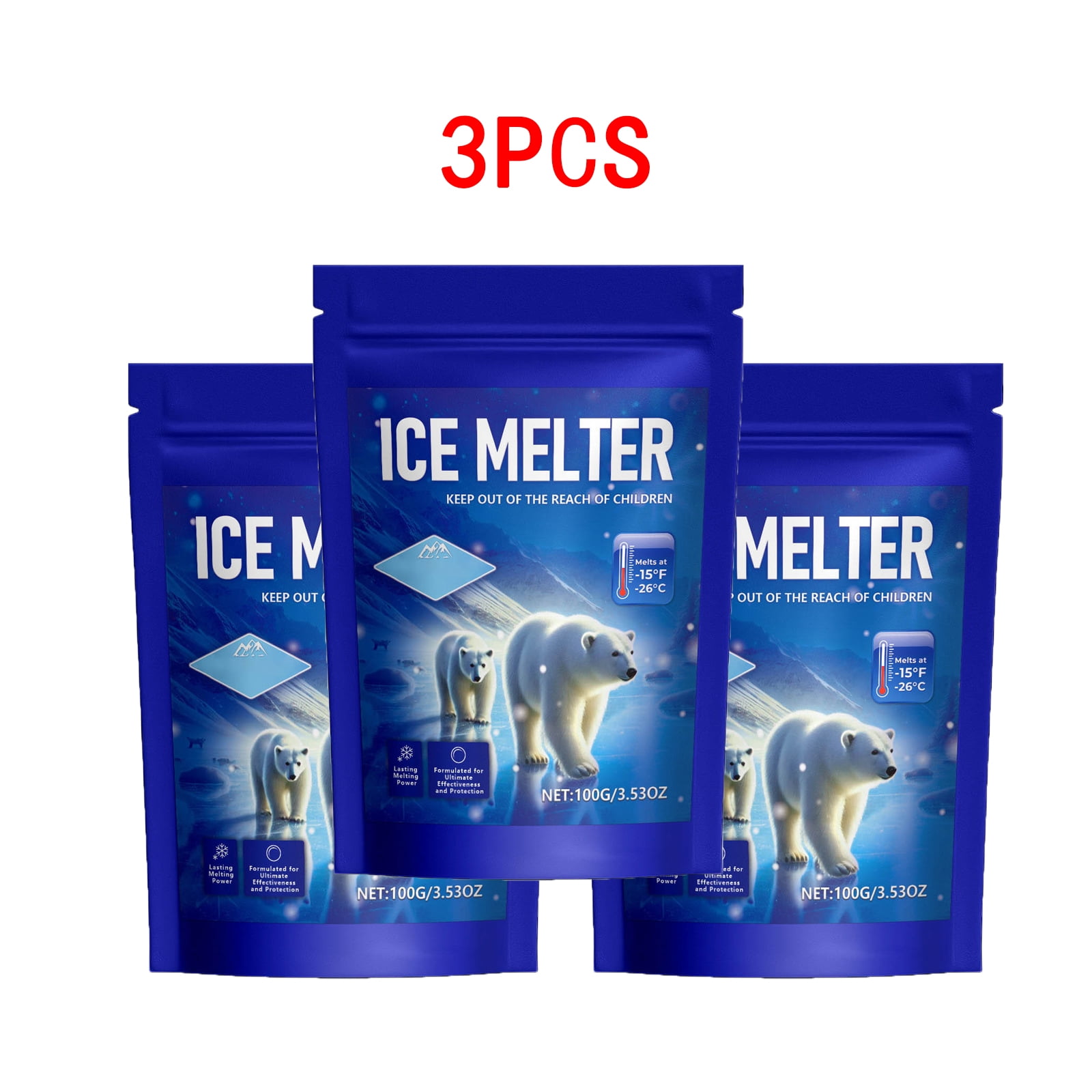 3PCS 100g Environment-Friendly Ice & Snow Melt Agent - Reduces Impact ...
