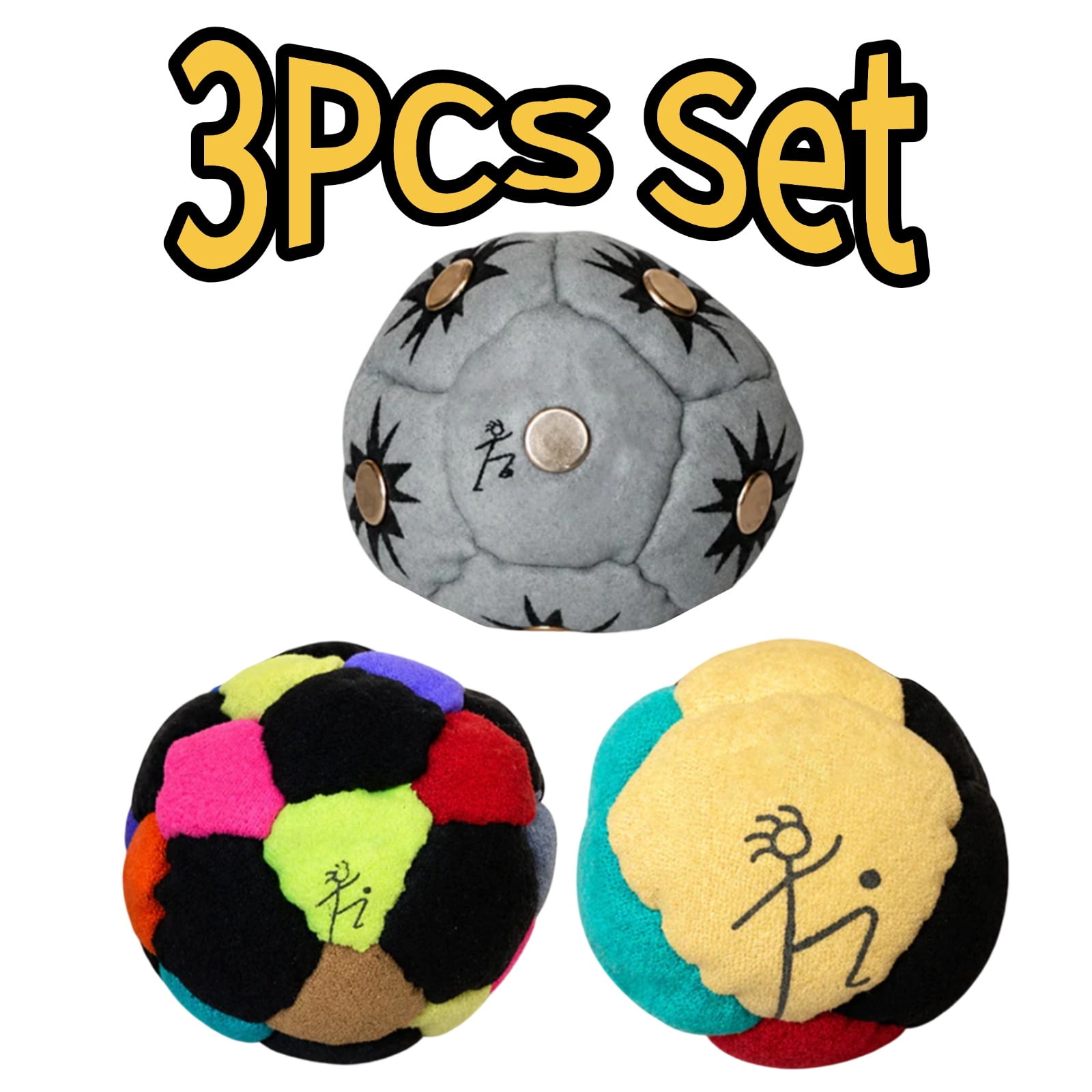 3PCS 12-Panel Classic Dirtybag Footbag, Professional Sand Filled ...