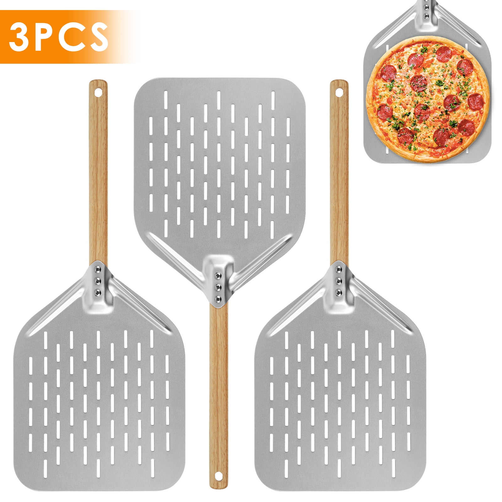 3PCS 12inch Pizza Peel,Aluminium Alloy Pizza Shovel with Handle Non ...