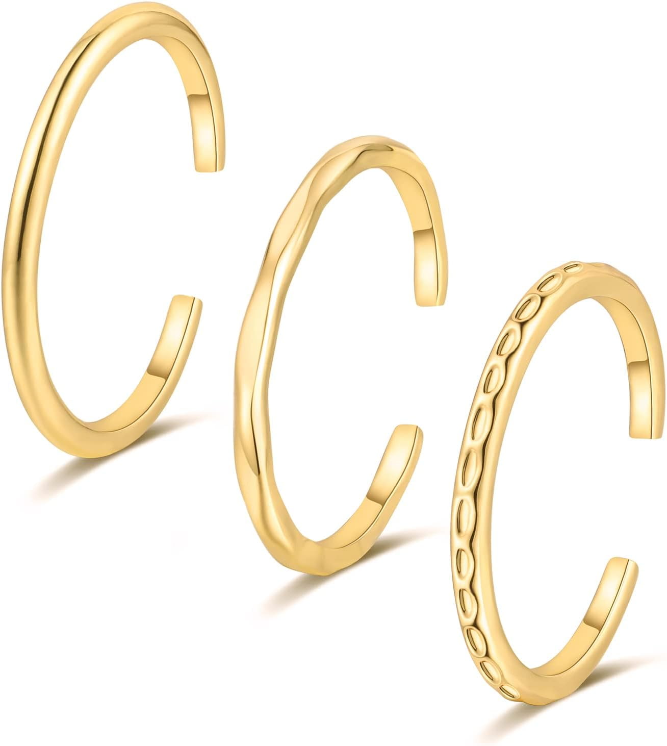 3PCS 14K Gold Filled Toe Rings for Women - Adjustable Hawaiian Open Toe ...