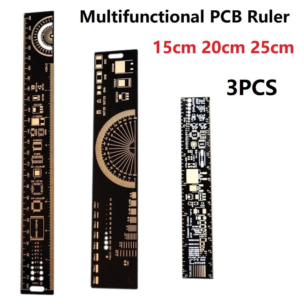 3PCS 15/20/25cm Multifunctional PCB Ruler Measuring Tool Capacitor IC ...