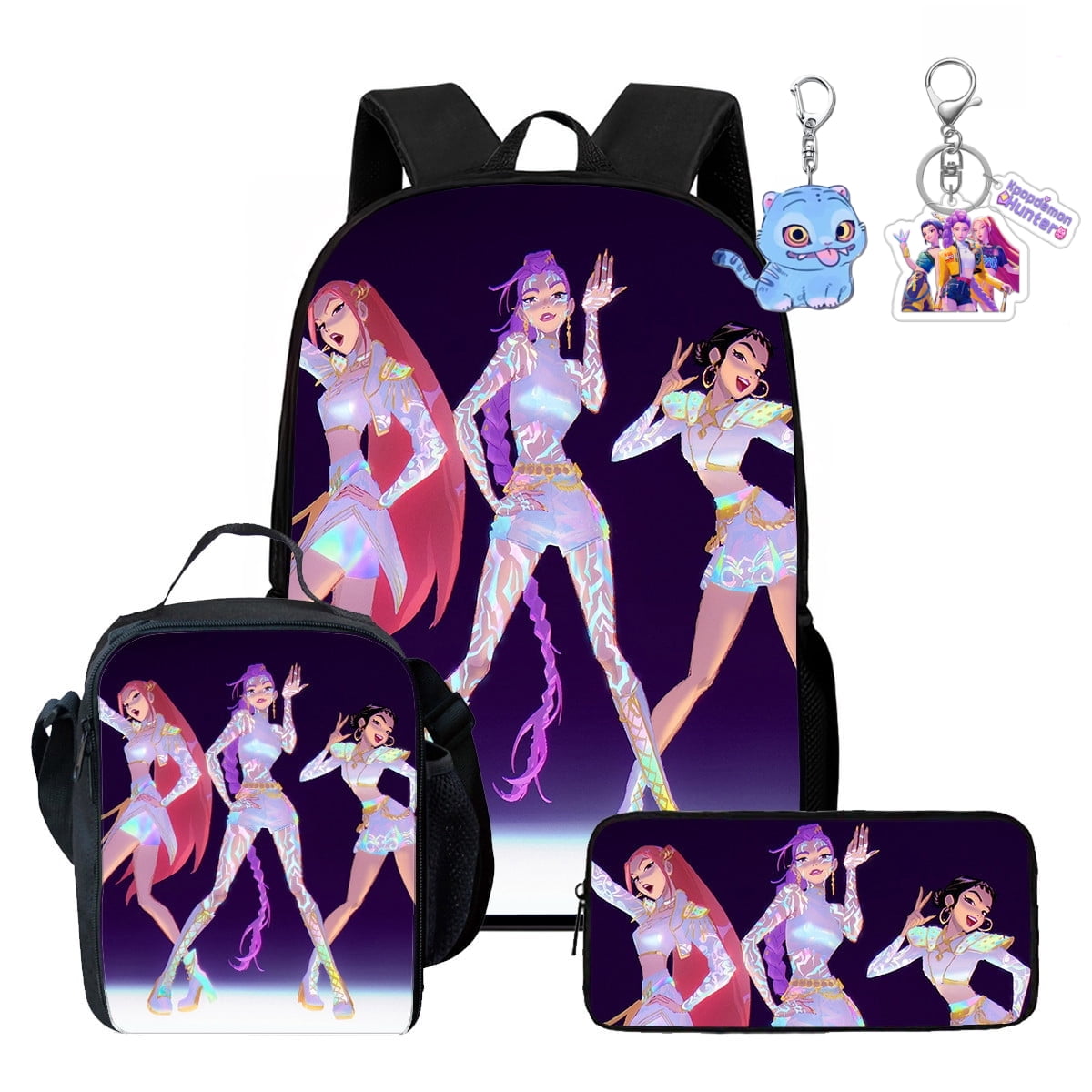 3PCS 15 IN Kpop Demon -ers Travel Backpack with 2 KEYCHAINS, School ...