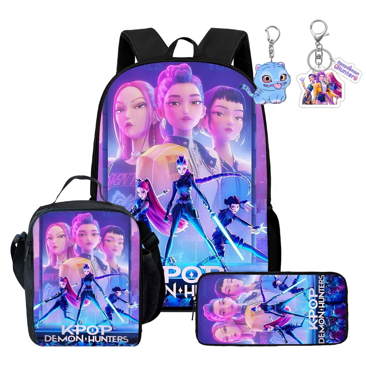 3PCS 15 IN Kpop Demon Hunt-ers Travel Backpack with 2 KEYCHAINS, School ...
